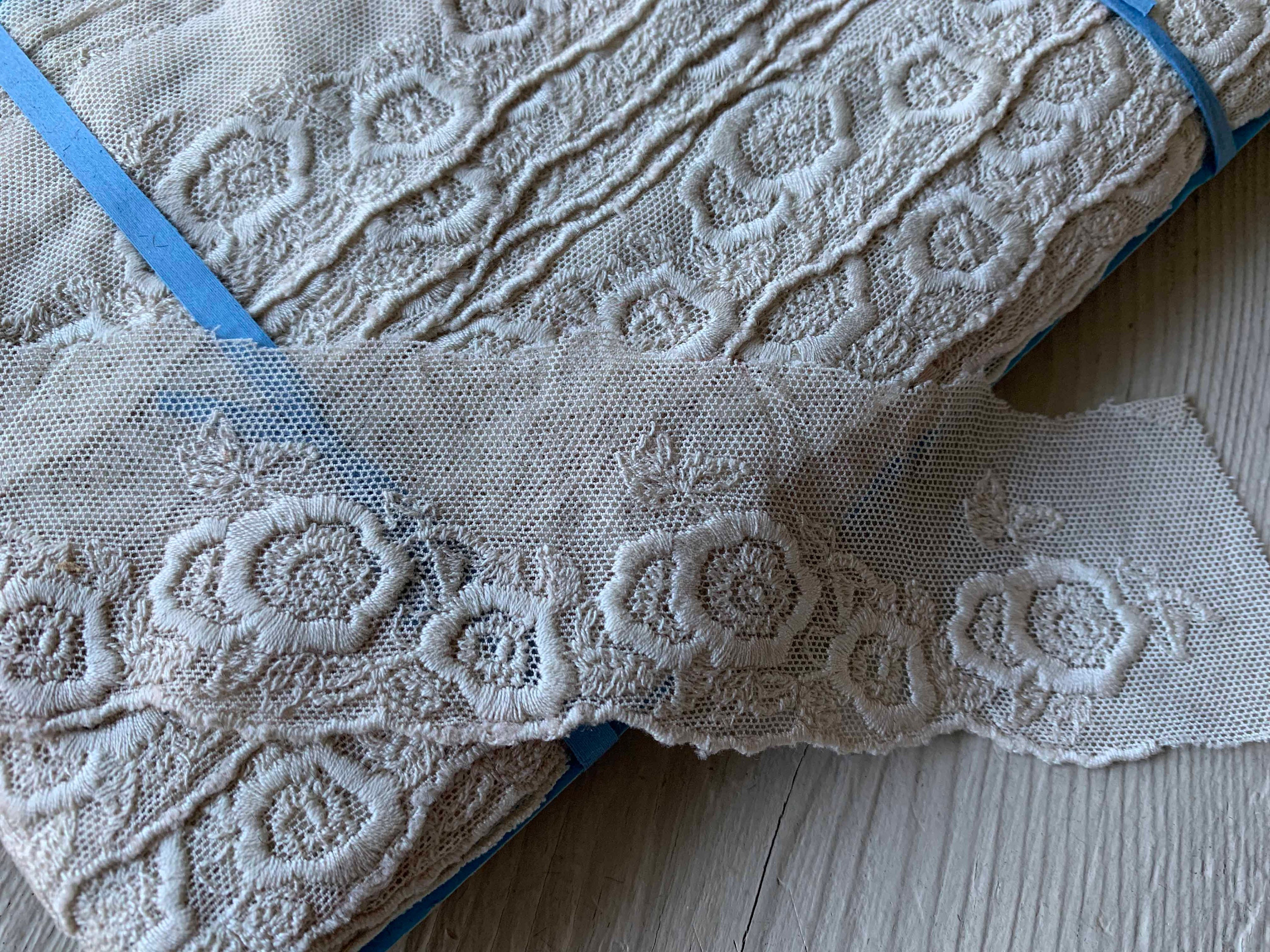 By the 1/2 Yard Antique Embroidered Fine Net Trim Art Deco ref: B-9A ...