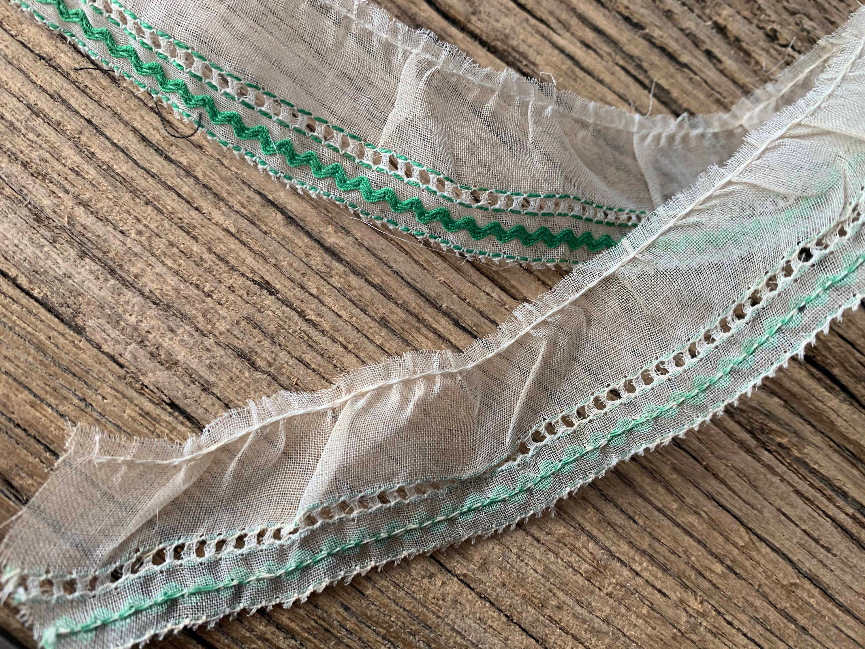 By the Yard Vintage Wrights Ruffled Cotton Organza Trimming With ...
