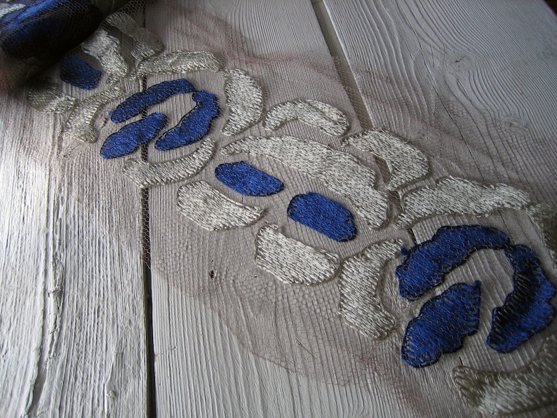 18 Inches Art Deco Antique Embroidered Net Trim (ref: A-6224/500 Box 2 ...