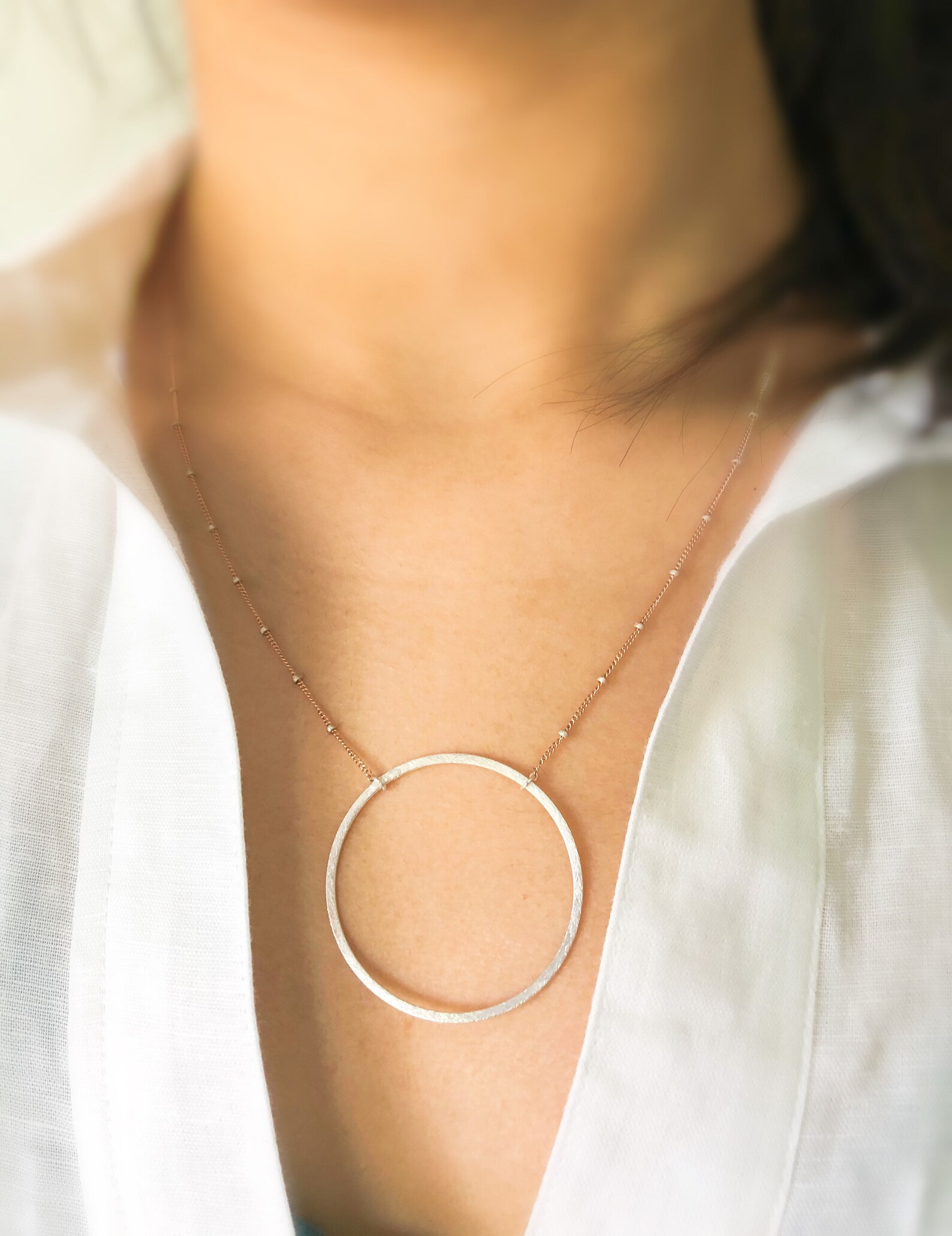 Large Circle Necklace Large Gold Circle Necklace Gold Karma | Etsy