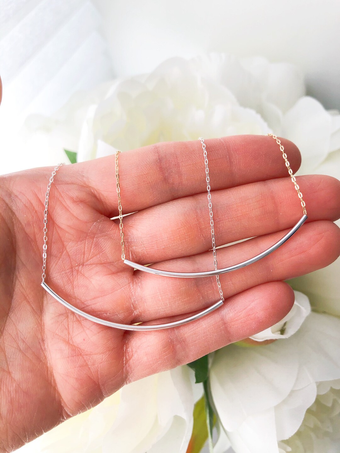 Sterling Tube Necklace, Skinny Tube Necklace, Silver Tube Necklace ...