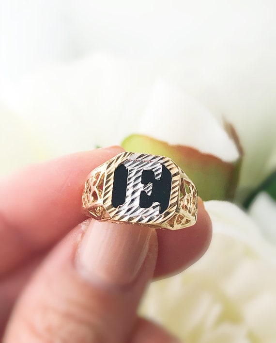14k initial ring gold - Gem