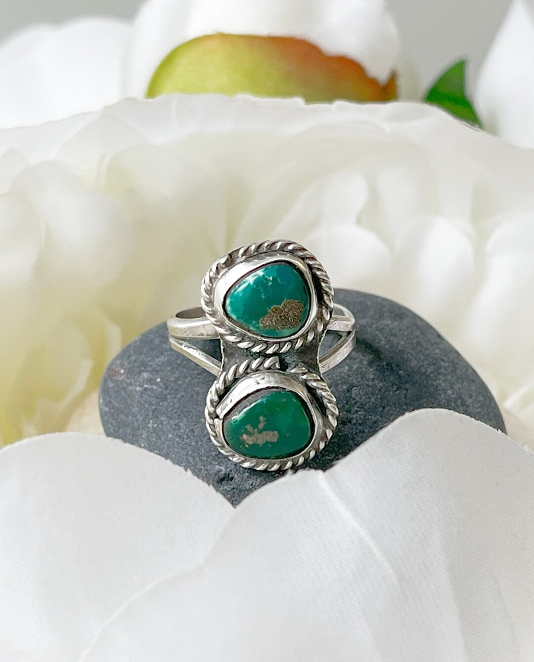 Vintage Navajo Sterling Turquoise Ring, Vintage Old Pawn Green ...
