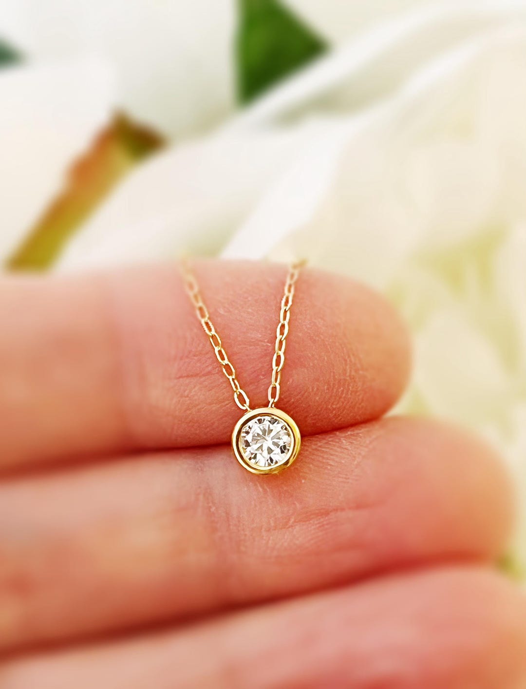 Single Diamond Necklace, Solitaire Diamond Necklace, Small Diamond ...