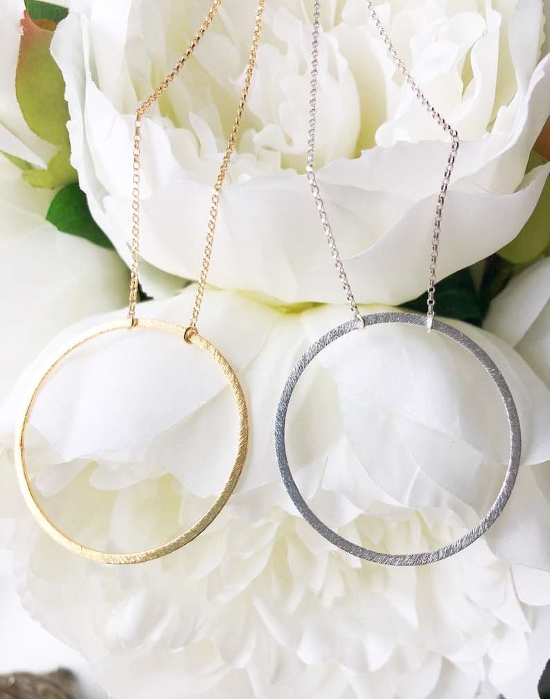 Large Circle Necklace Large Gold Circle Necklace Gold Karma | Etsy