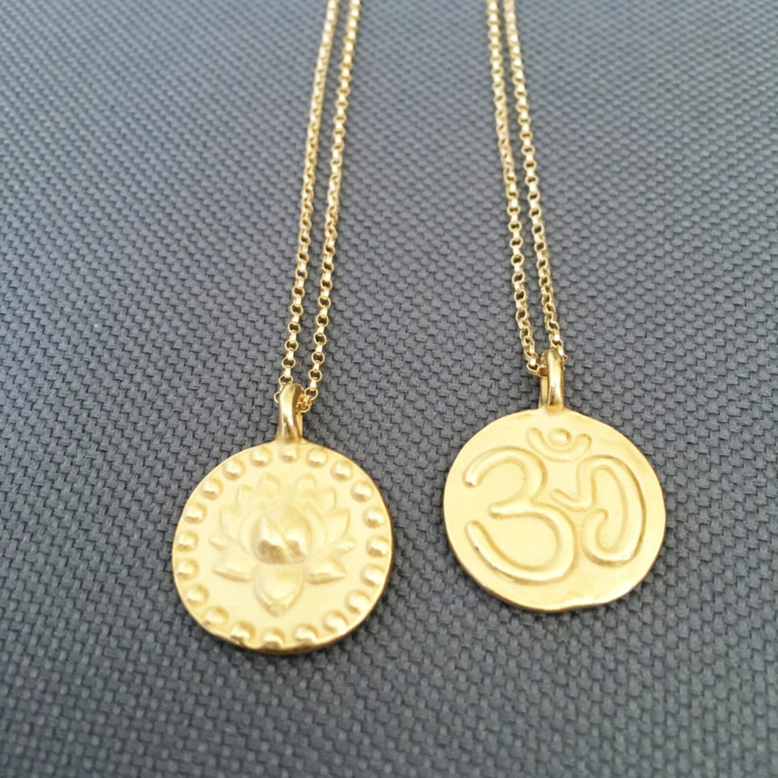 Gold OM Necklace OM Necklace OM Charm Necklace Gold Lotus - Etsy