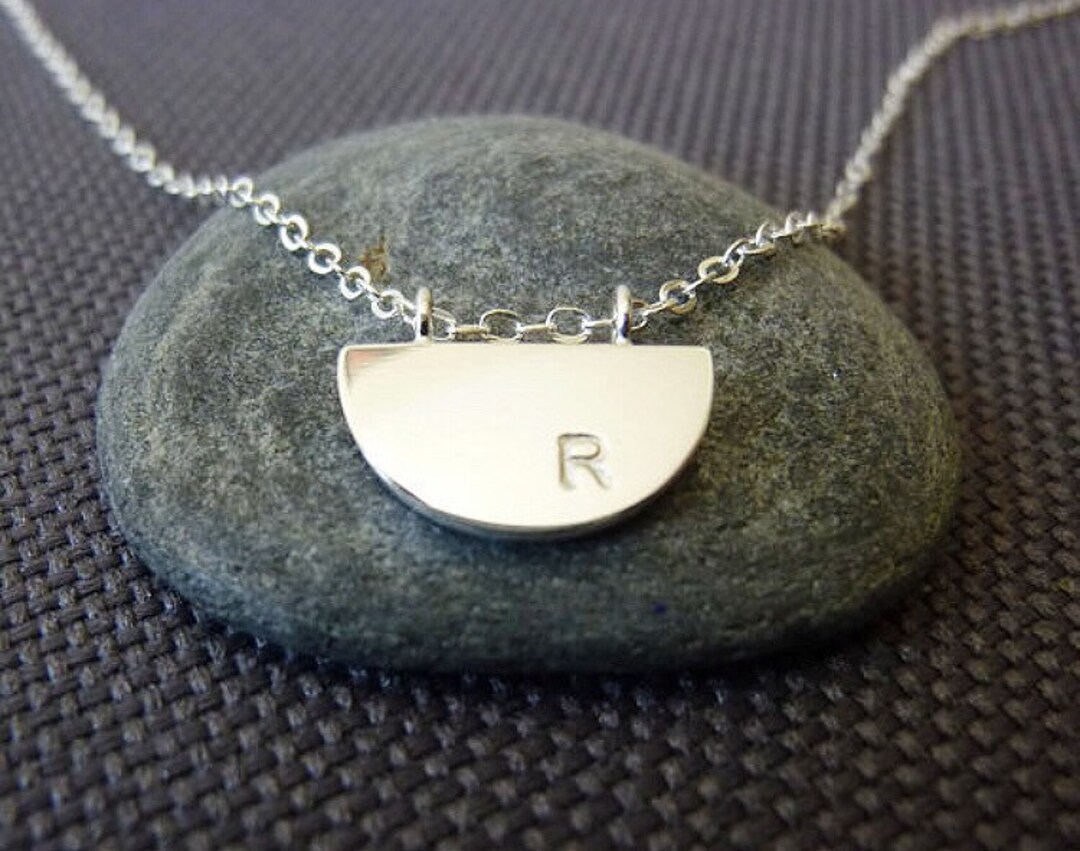 Half Moon Necklace, Half Circle Necklace, Personalized Half Moon ...