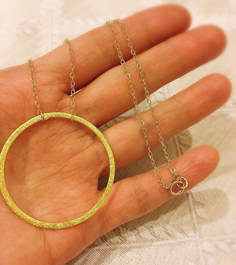 Large Circle Necklace Large Gold Circle Necklace Gold Karma | Etsy