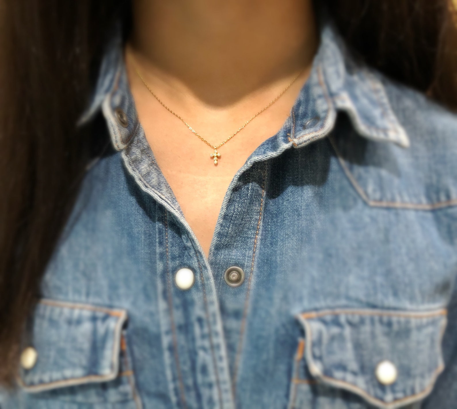 Tiny Gold Cross Necklace, Small Cross Necklace, Diamond Cross Necklace ...