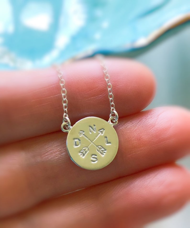 Personalized Disc Necklace Gold Initial Necklace Gold Letter - Etsy