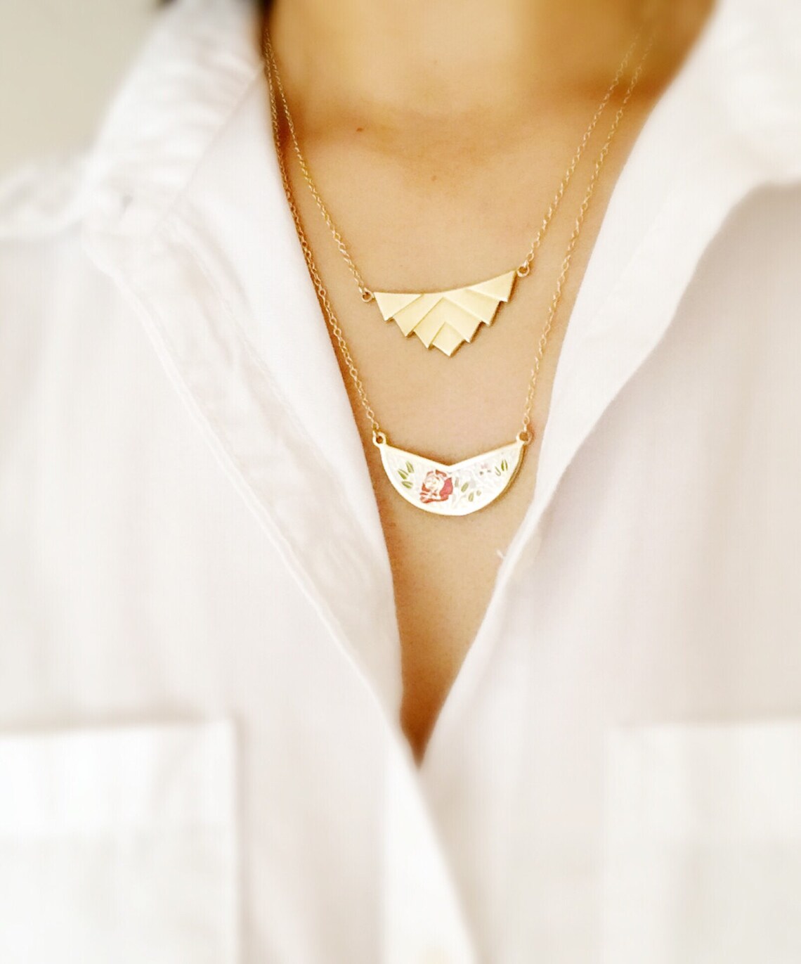 Vintage Brass Chevron Necklace Vintage Triangle Necklace Art | Etsy