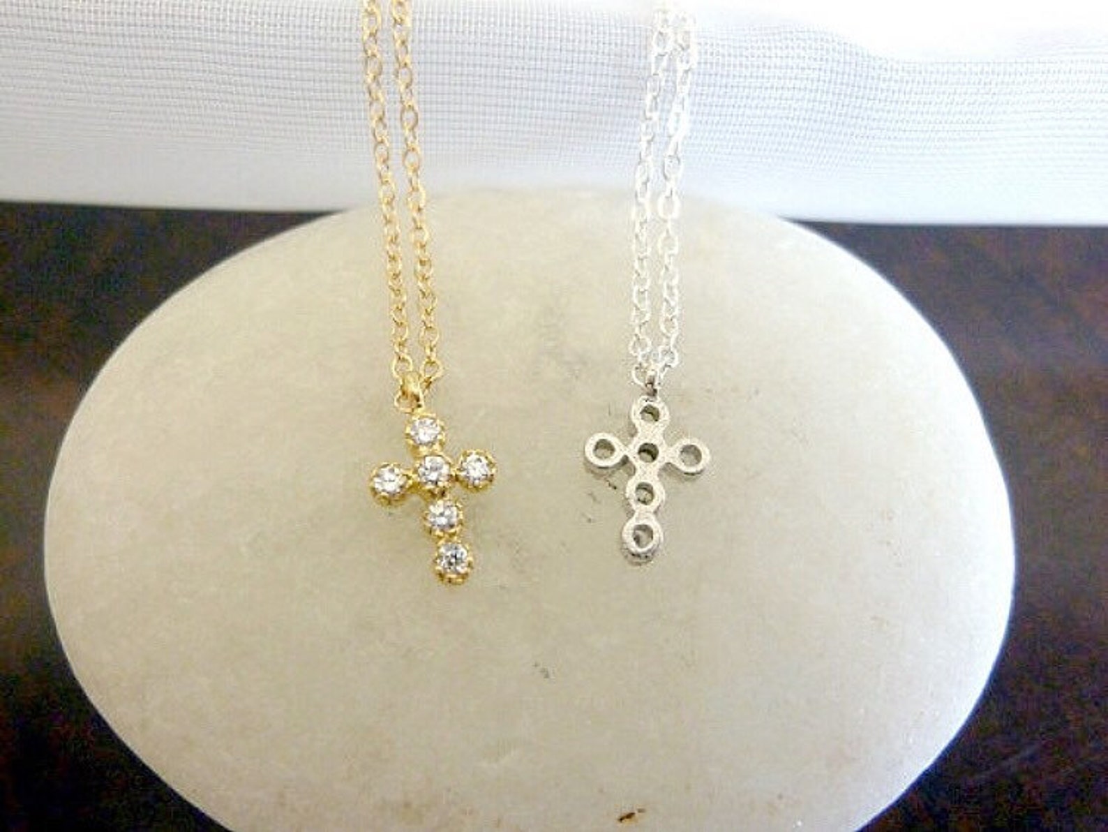 Tiny Gold Cross Necklace Small Cross Necklace Diamond Cross - Etsy