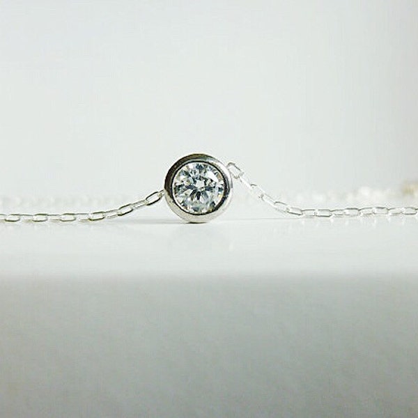 Single Diamond Necklace - Etsy