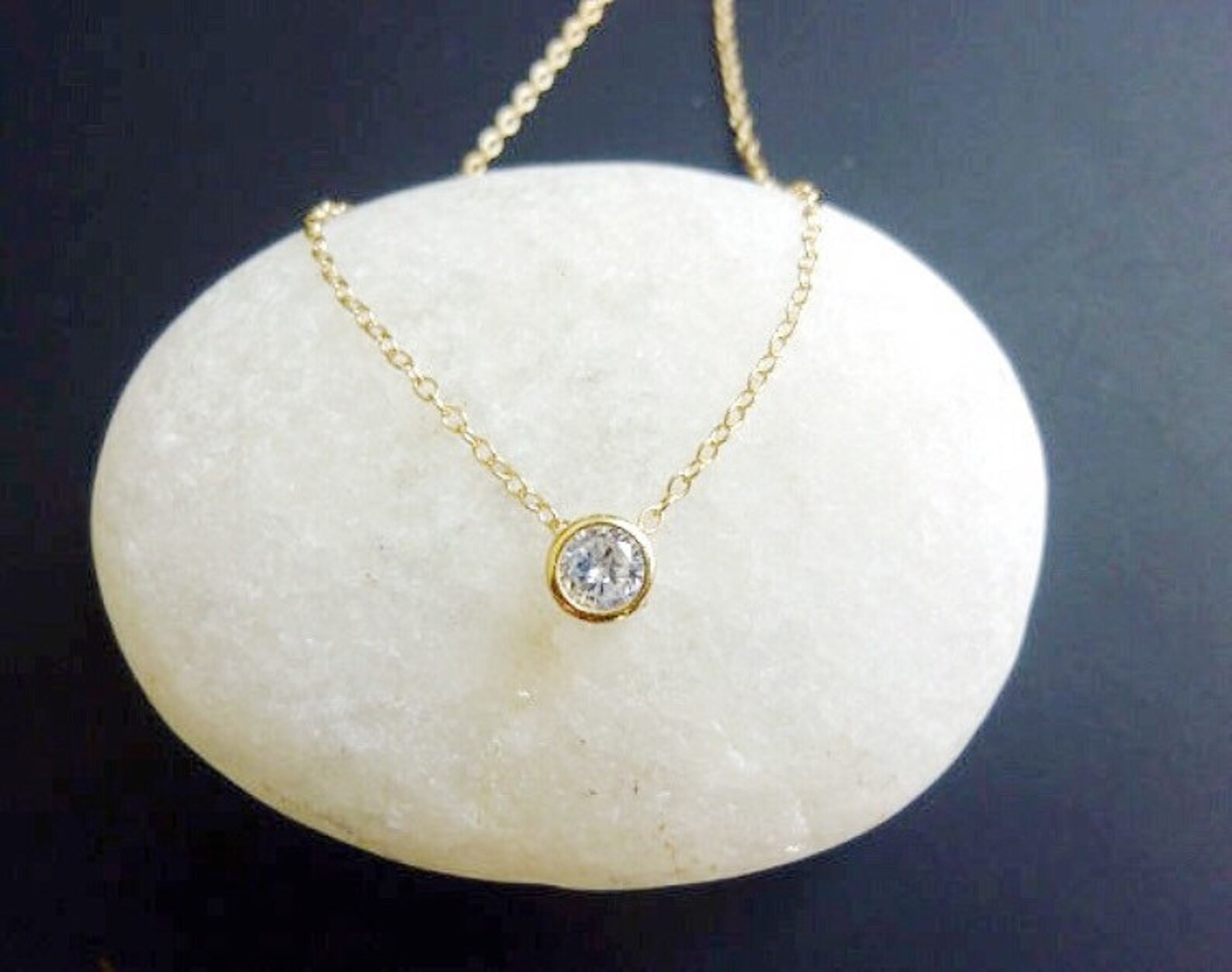 Single Diamond Necklace, Solitaire Diamond Necklace, Small Diamond ...