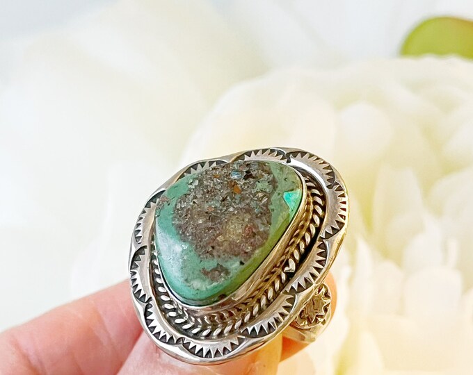 Vintage Navajo Sterling Turquoise Ring, Vintage Old Pawn Turquoise Ring ...
