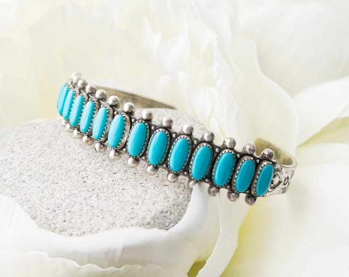 Vintage Zuni Turquoise Cuff, Vintage Zuni Petite Point Turquoise Cuff ...
