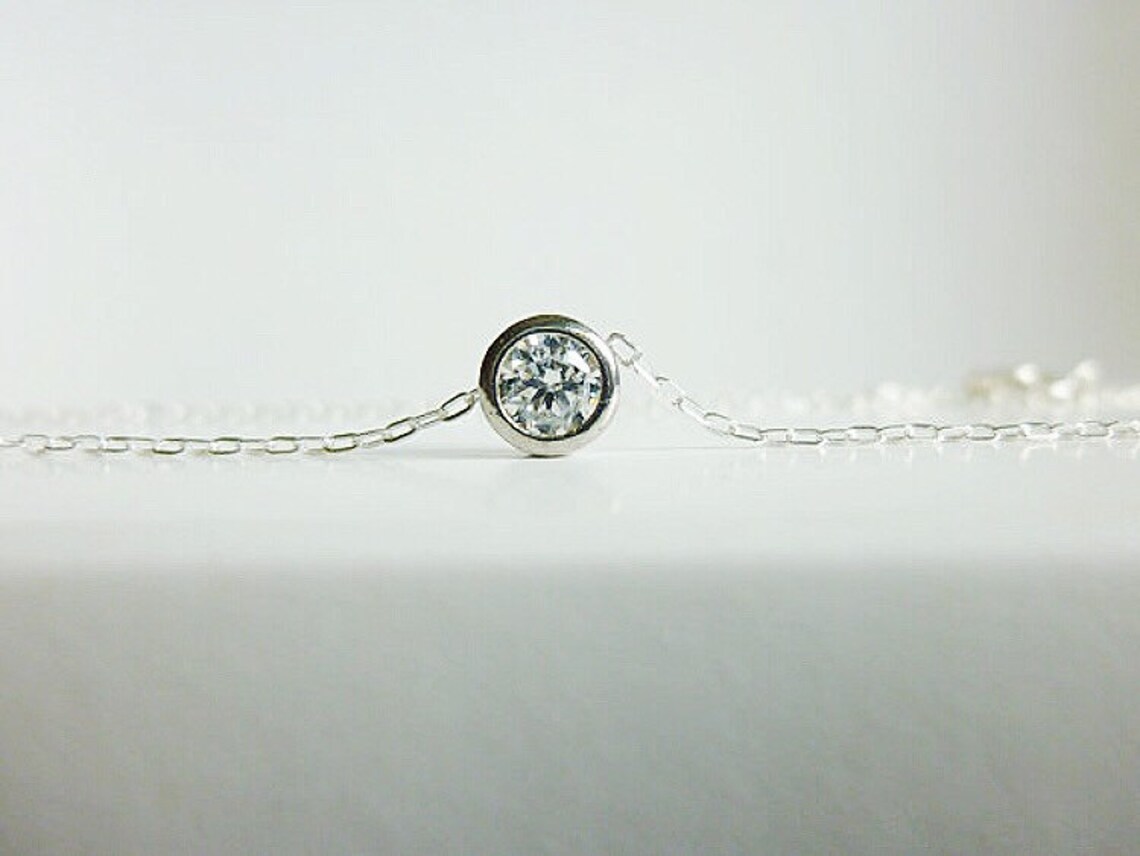 Single Diamond Necklace Solitaire Diamond Necklace Small - Etsy