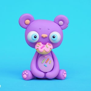 Random DONUT-BEAR Littlelazies | 1 Miniature Monster Polymer Clay ...