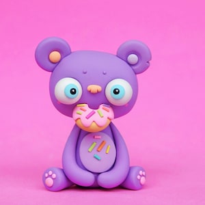 Random DONUT-BEAR Littlelazies | 1 Miniature Monster Polymer Clay ...