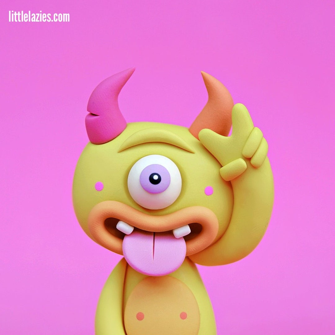 Random Peace Monster Littlelazies | 1 Miniature Monster Polymer Clay ...
