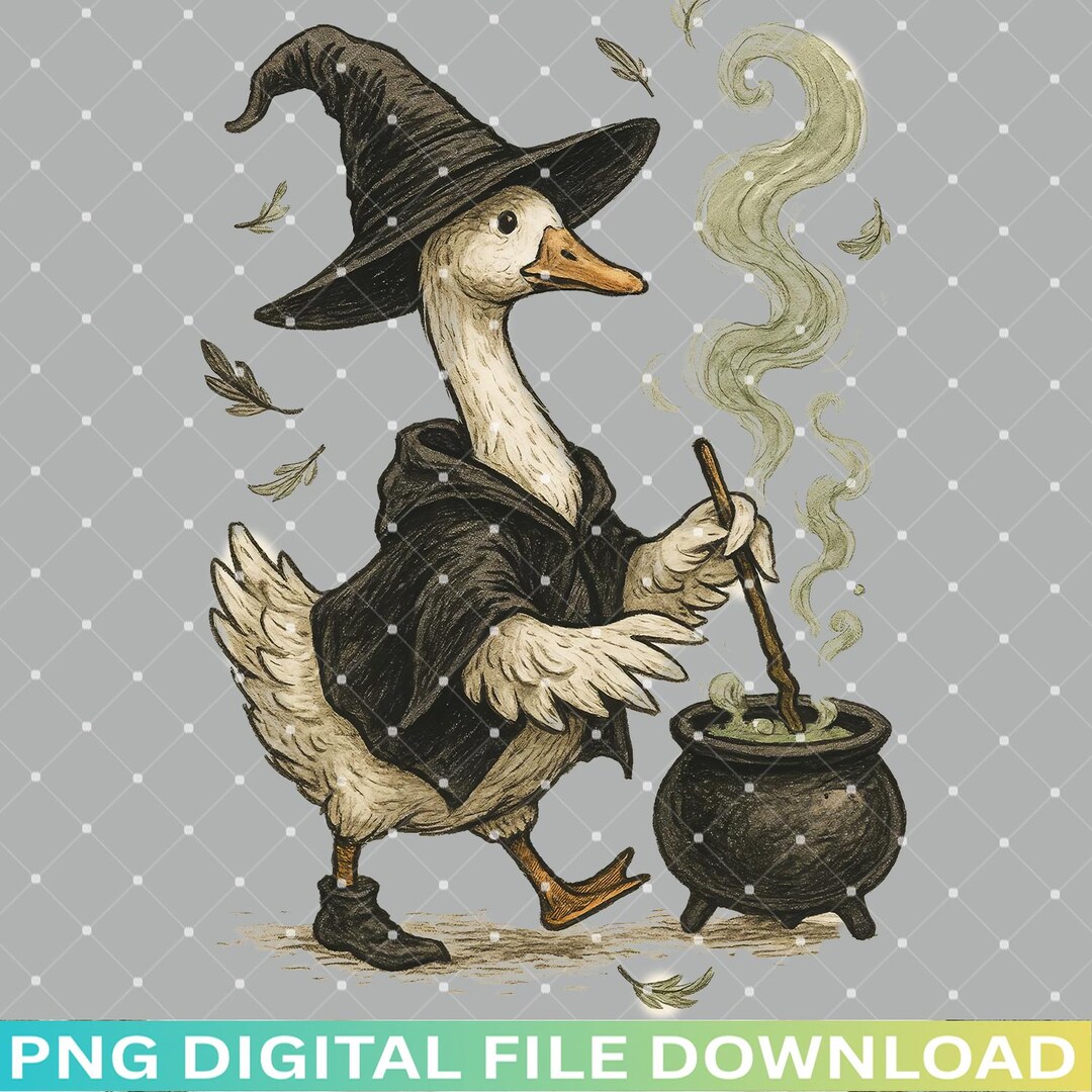 Witch Duck Cauldron PNG, Funny Halloween Goose Magic Potion Sublimation ...