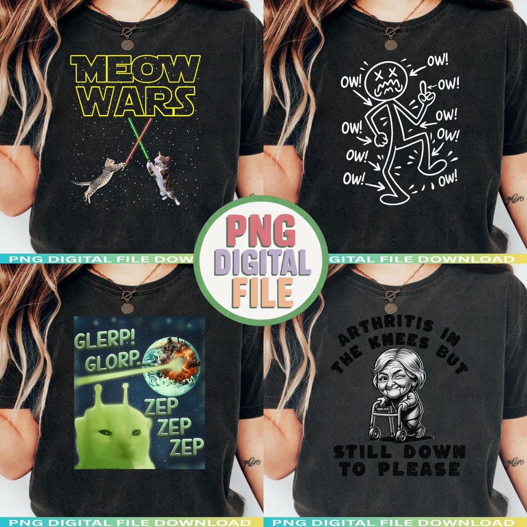 Funny Cat Meme PNG Bundle, Meow Wars Kitty, Alien Brainrot Cat, Chronic ...