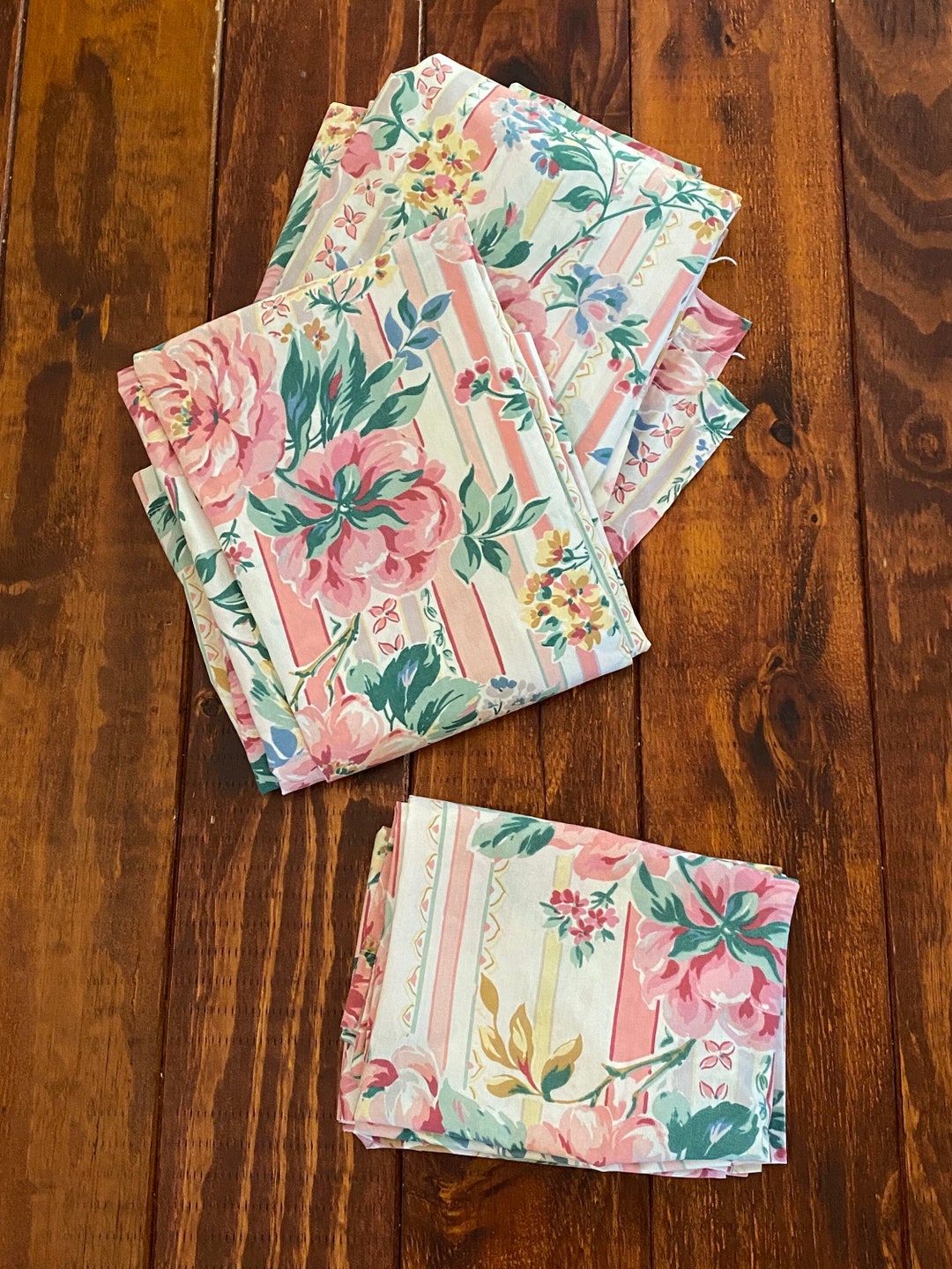 Vintage Floral SHEET Set Twin ROSES 2 Flat Sheets & 2 Pillowcases - Etsy