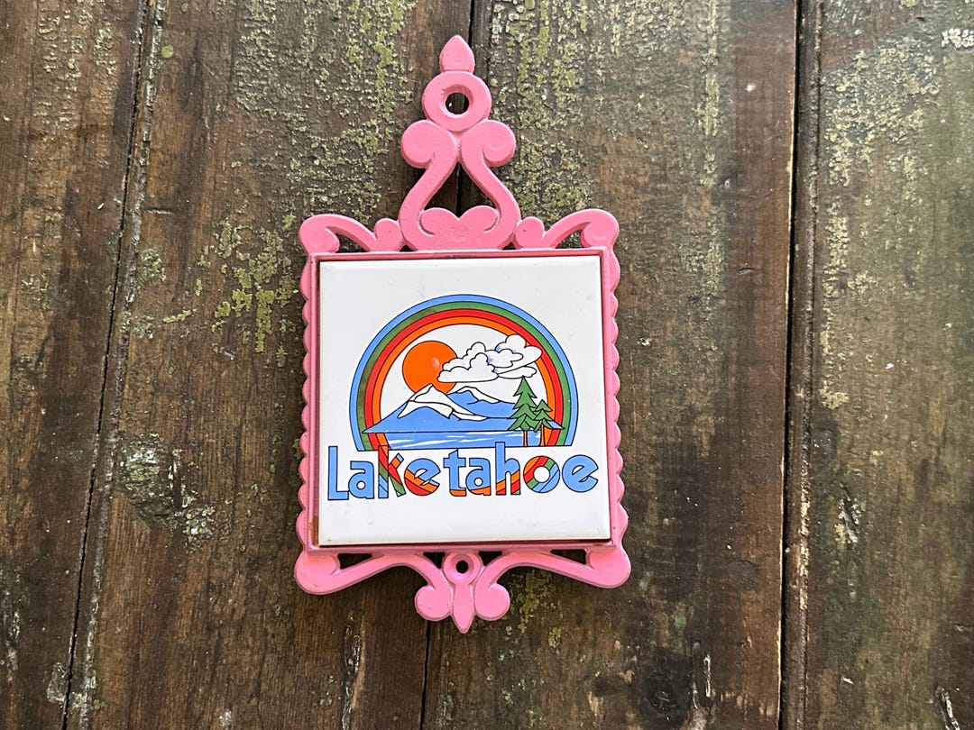 Vintage 1970s Lake TAHOE TRIVET Tile Hot Plate Hot PINK - Etsy