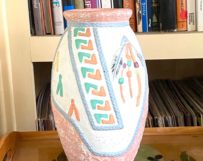 Vintage Beautiful SOUTHWESTERN CERAMIC VASE Stucco Effect Southwest ...