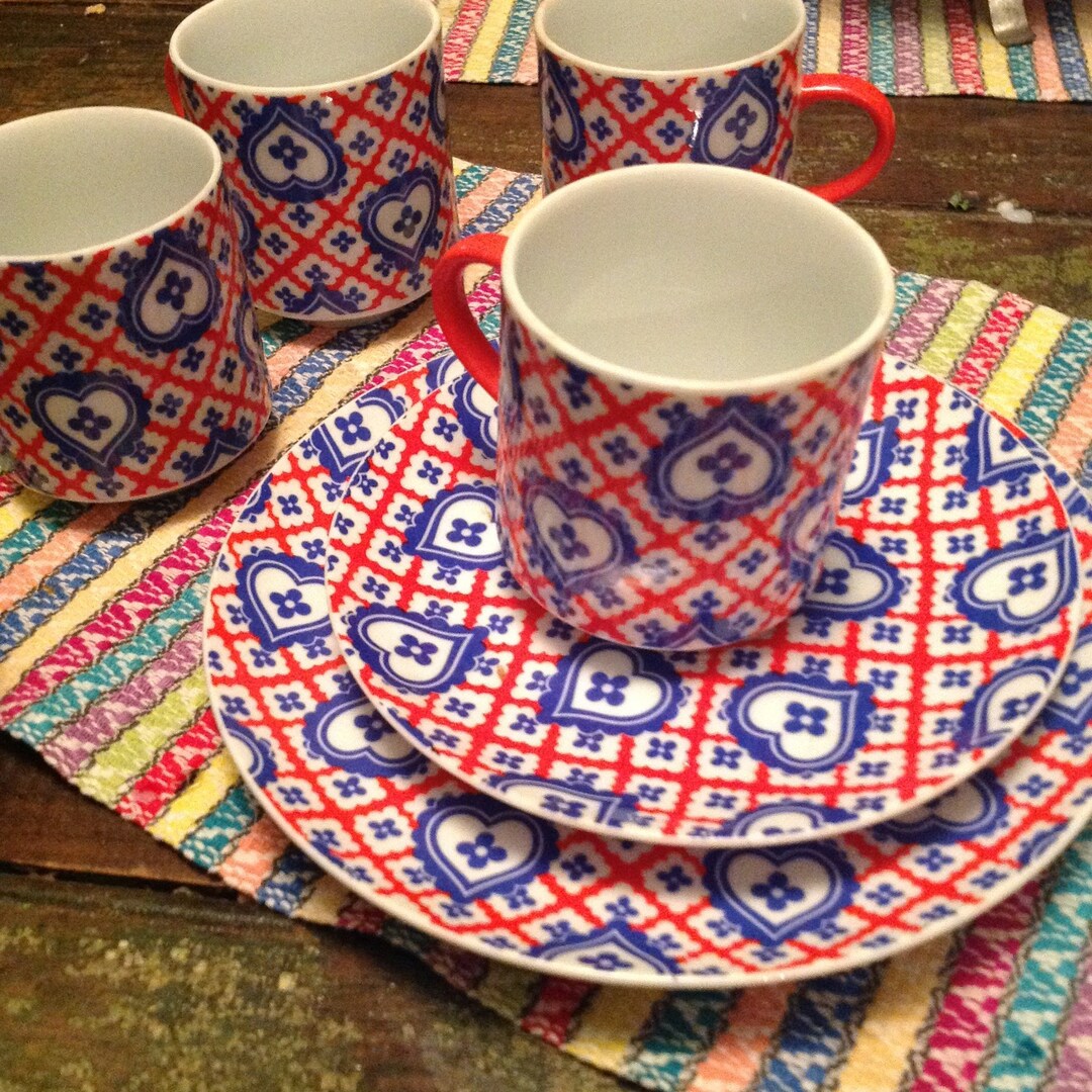 Sixties Vintage DISH Set LUNCH PLATES W Cup Saucer Luncheon Set Bridge ...