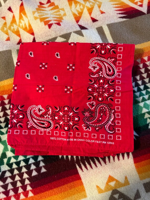 Vintage Red Classic Bandana Western Scarf Bandanna Gem