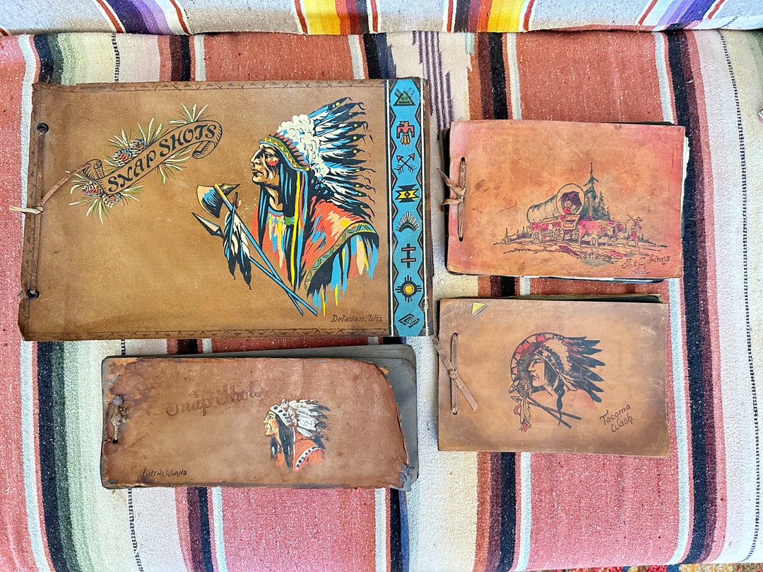 4 Antique NATIVE AMERICAN Indian PHOTO Albums Vintage Souvenirs Set of ...