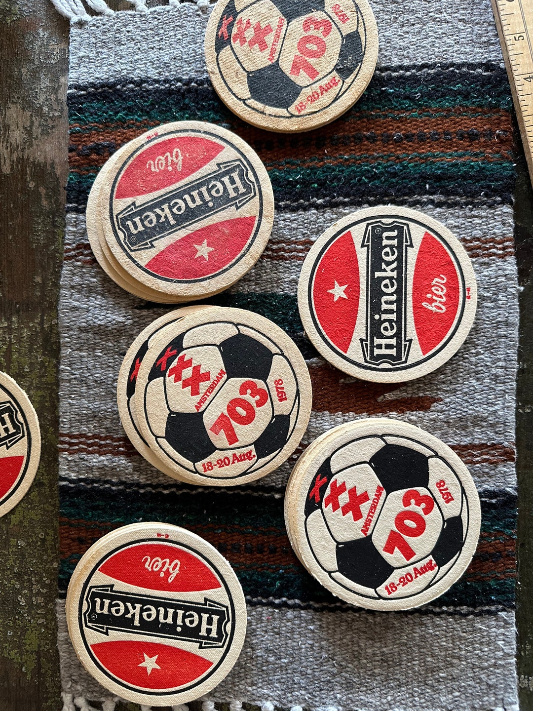 22 Pcs Vintage 1978 HEINEKEN BEER COASTERS Soccer X X X Bartender Bars ...