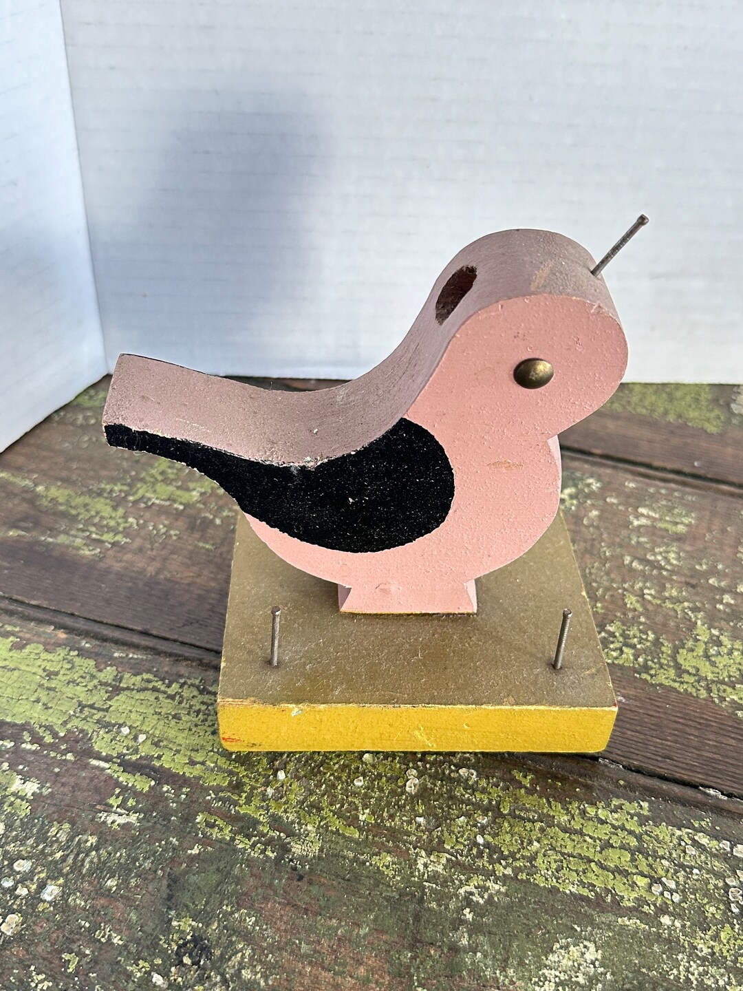 Vintage CHICKEN SEWING CADDY Hand Made Hand Painted Wood Seamstress ...