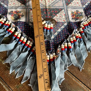 Western 1980s Beaded BANDANA Vintage Floral FRINGED Square Dance ...