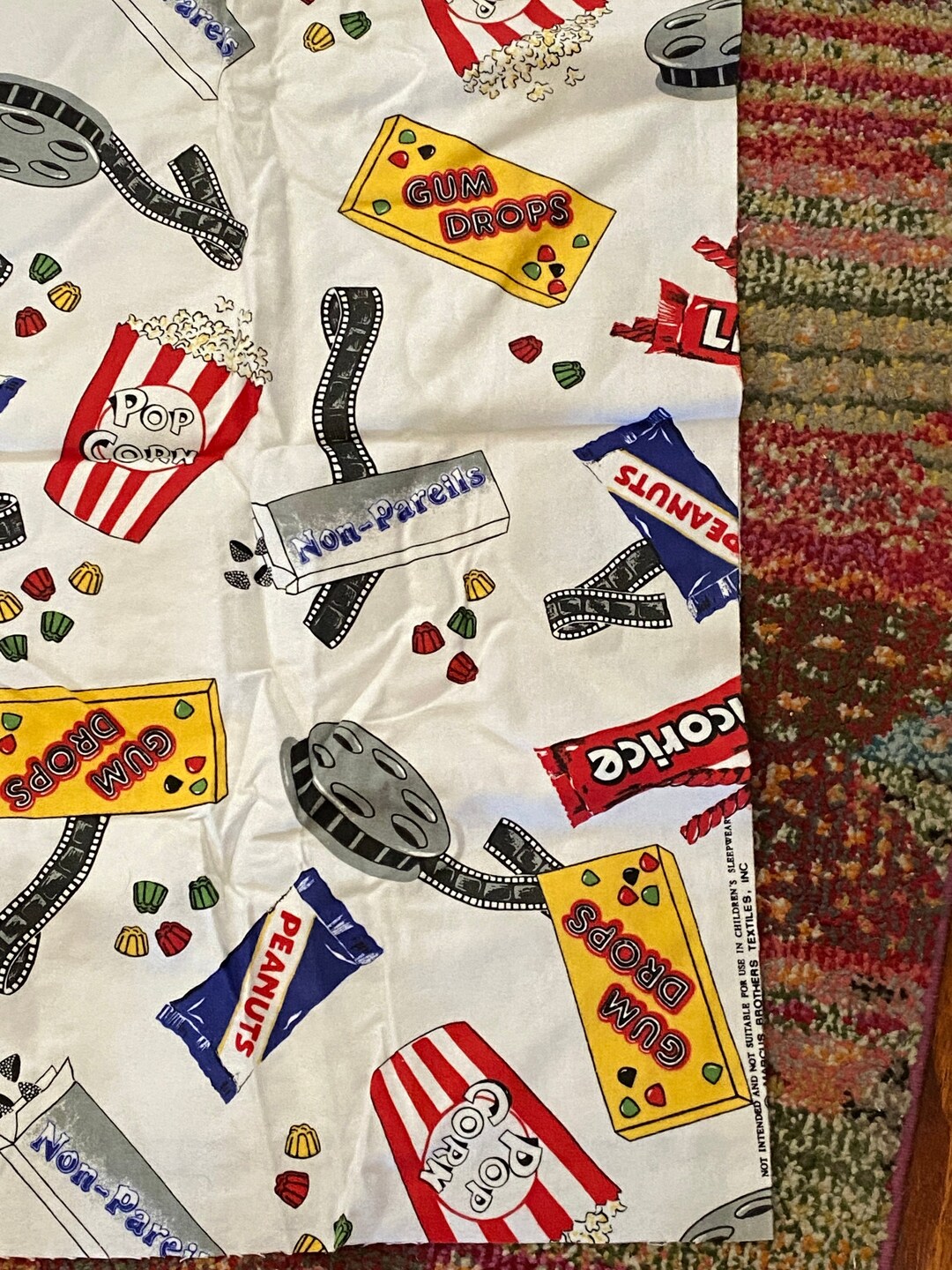 3 Yds Vintage 90s MOVIE Theater FLANNEL Candy FABRIC Material 1950s ...