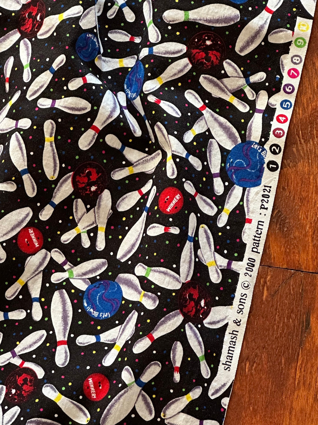 Vintage Bowling Print Cotton Fabric: 80s Retro Style, 3 Yards - Etsy