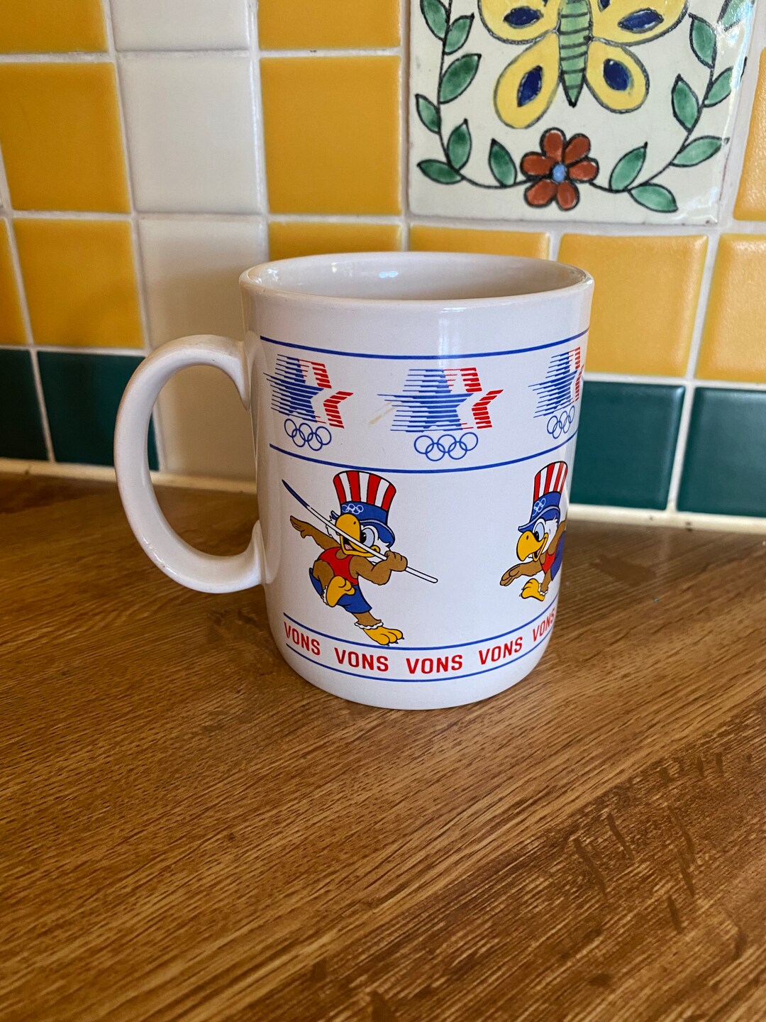 Vintage 1982 OLYMPIC VONS COFFEE Mug Sam the Olympic Eagle Tea Cup ...
