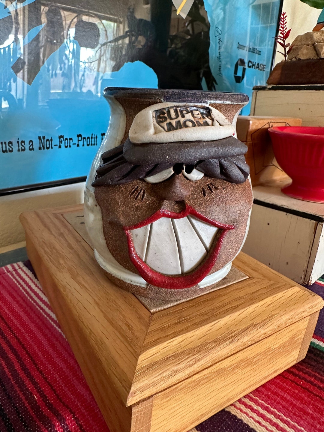 Vintage MAHON MUG Super Mom Art POTTERY Studio Pottery Jug Cup Unique ...