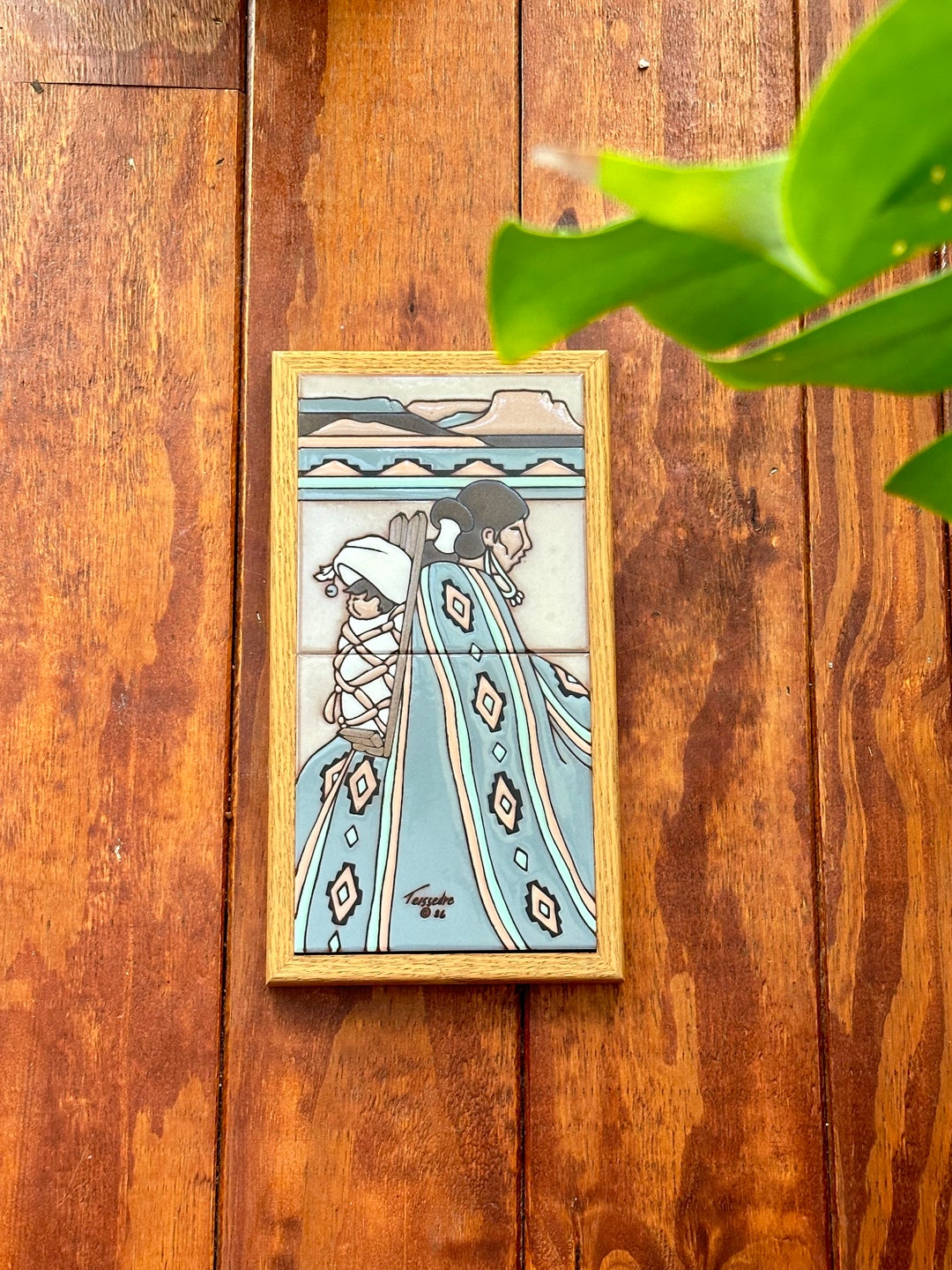 Vintage Southwestern TILES TEISSEDRE Tile Navajo Woman American Indian ...