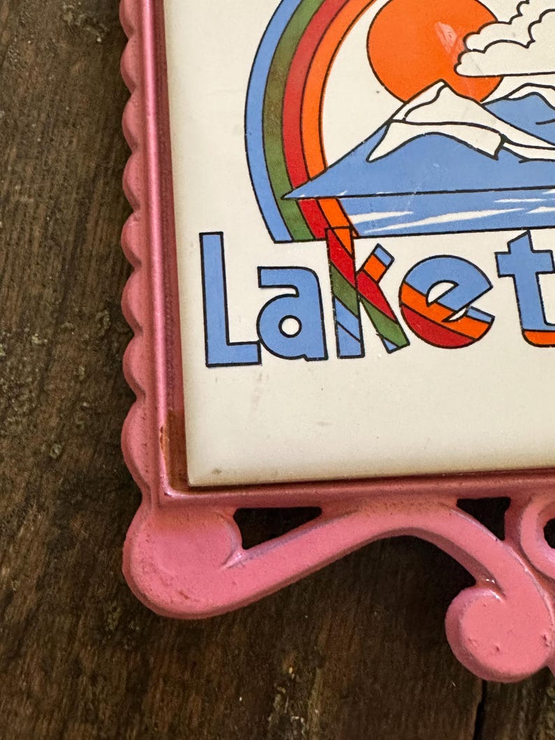 Vintage 1970s Lake TAHOE TRIVET Tile Hot Plate Hot PINK - Etsy