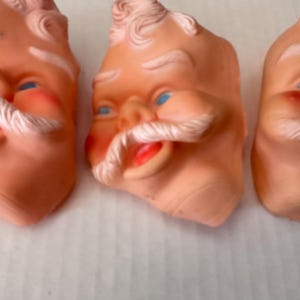 6 Vintage RUBBER FACE SANTA Claus Doll Heads Crafts Plastic Holiday ...