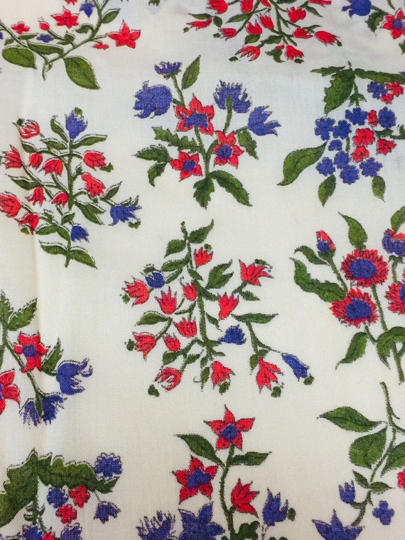 10 Yds Fabric Vintage Cotton Wild Flowers Floral Etsy