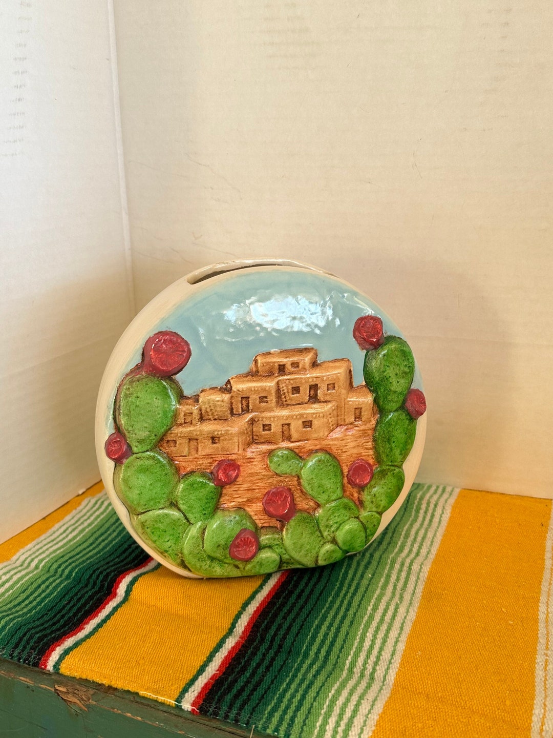 Hand-painted Cliff Dwelling Cactus Vase: Southwestern Desert Decor - Etsy