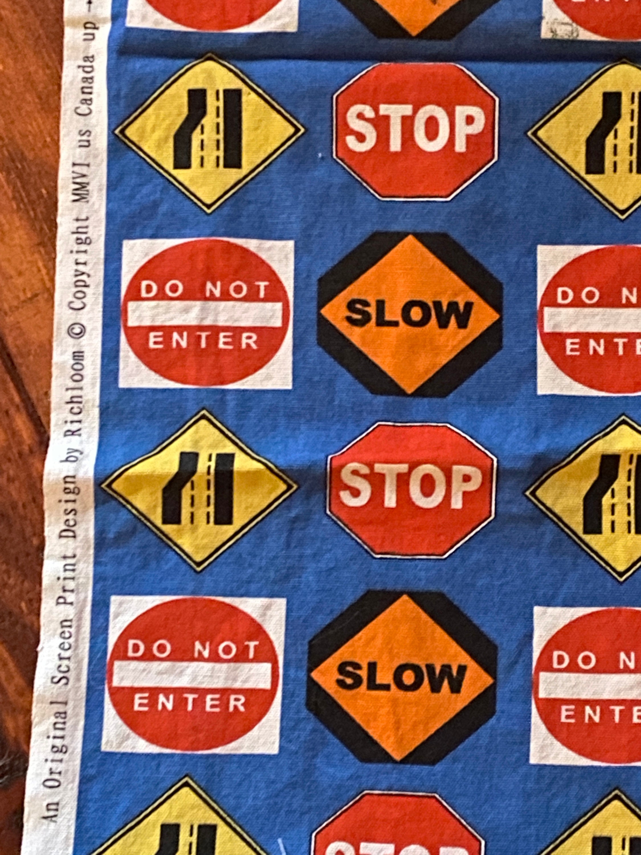 Vintage Safety FABRIC ROAD SIGNS HaZArd StoP Signs | Etsy