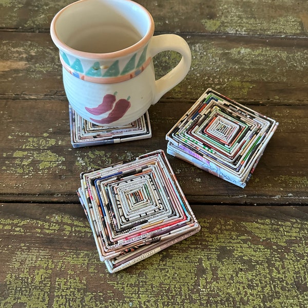 Recycled Magazine Coasters - Etsy
