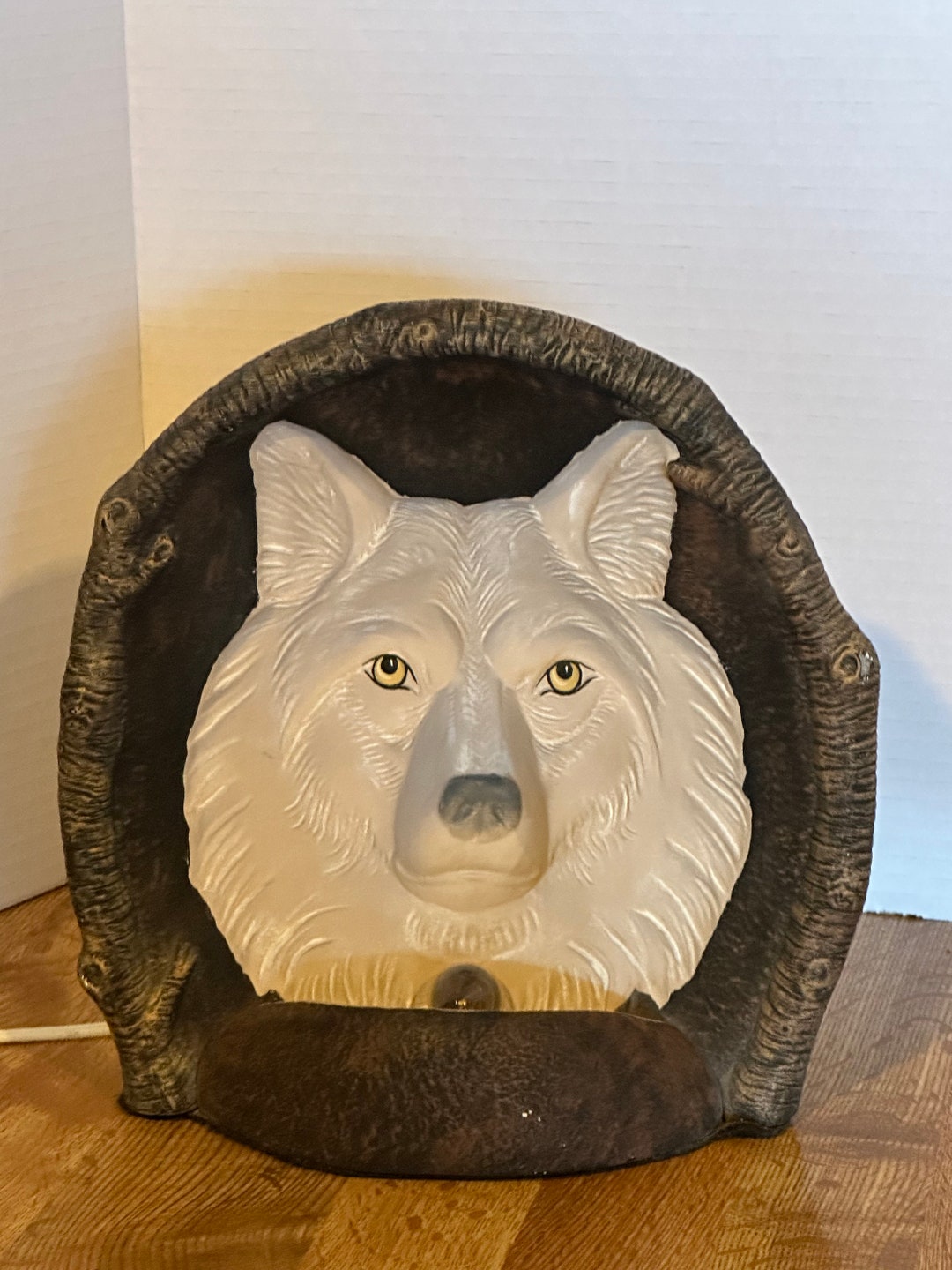 1970s Awesome Vintage Ceramic WOLF Table Lamp Night Light Southwestern ...