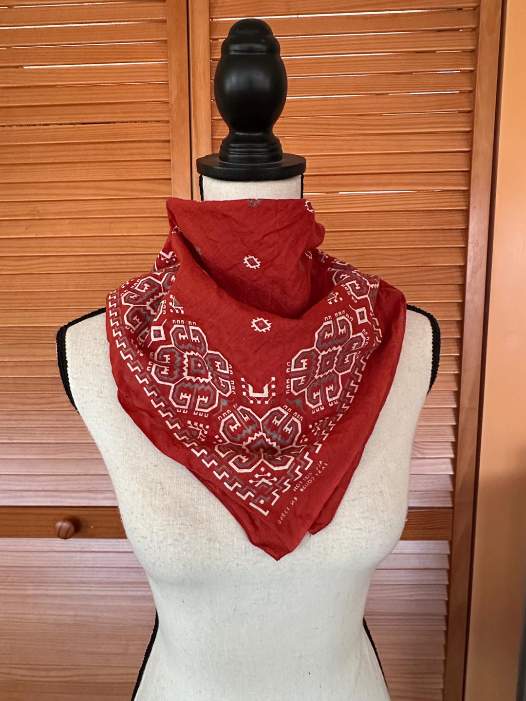 Vintage Rust & Blue Classic BANDANA COTTON U S A Neckerchief Western ...