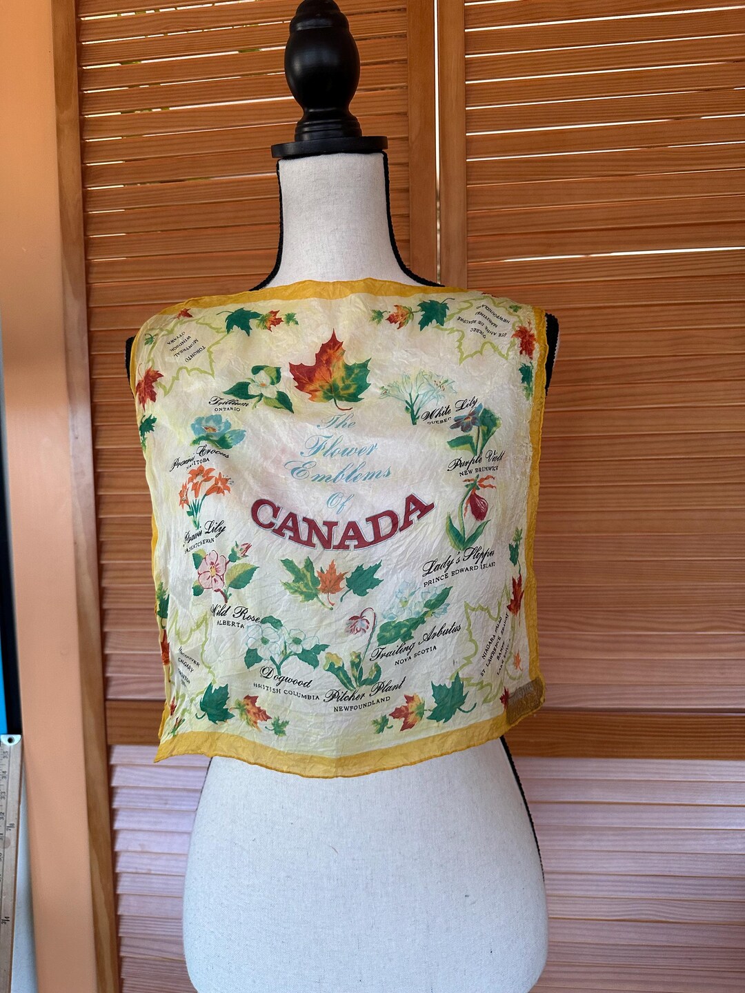 Vintage CANADA Souvenir Scarf: 1950s Silk Handkerchief - Etsy