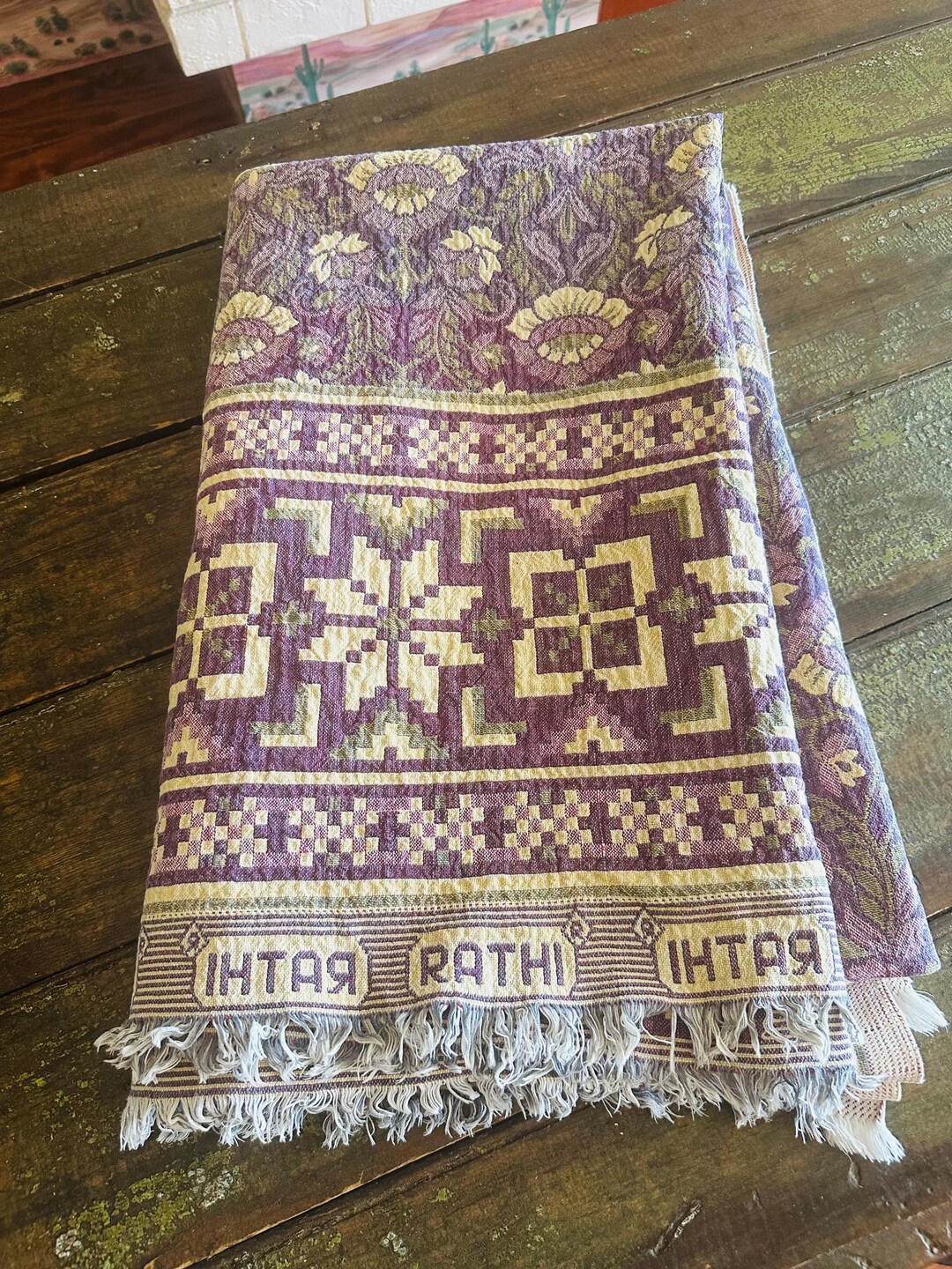 Vintage RATHI Brocade Table Cloth Bedspread Lavender WILLIAM MORRIS ...
